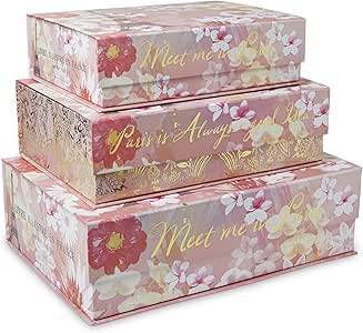 Tri-Coastal Design Decorative Nesting Storage Boxes with Lids Stackable ...