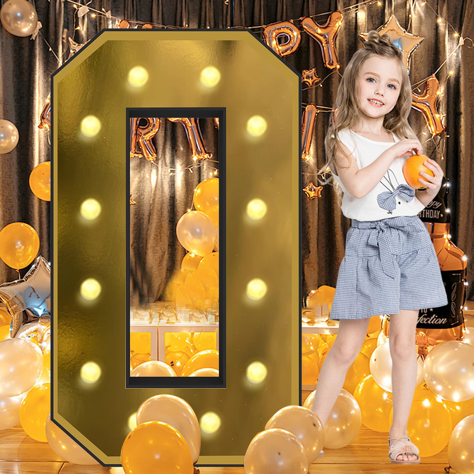 4FT Marquee Numbers, Light Up Numbers, Marquee Numbers 0, Black Gold ...