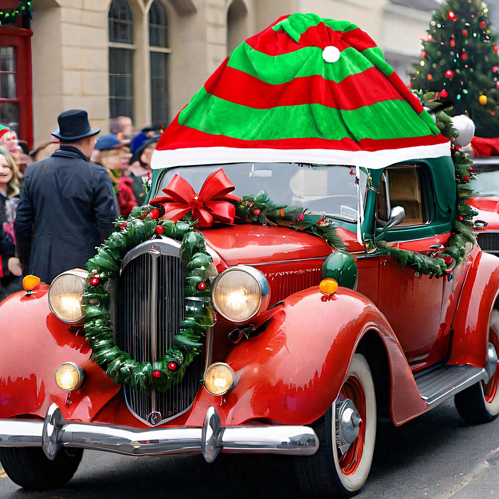 Datanly 18 ft Large Christmas Car Decorations Velvet Elf Santa Hat for ...