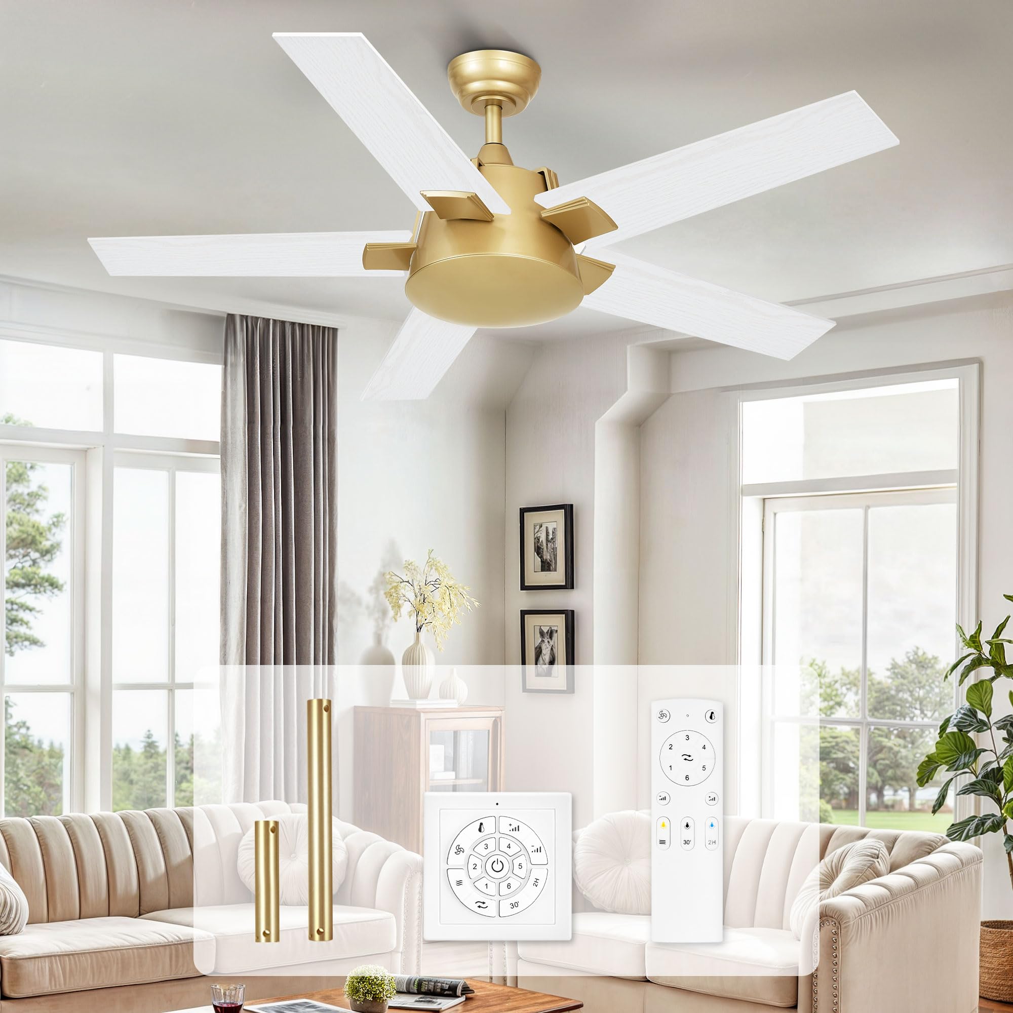 White And Gold Ceiling Fan