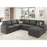 Amazon.com: mikibama 104" Convertible Sleeper Sectional Sofa, with Pull-Out Bed & Storage Chaise ...