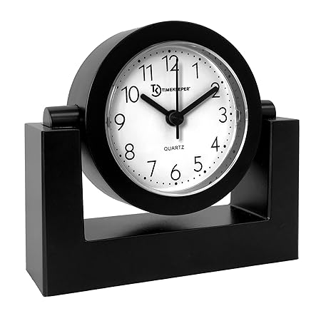 Timekeeper Desktop Swivel Clock for Desk | Shelf | Tabletop, Black ...