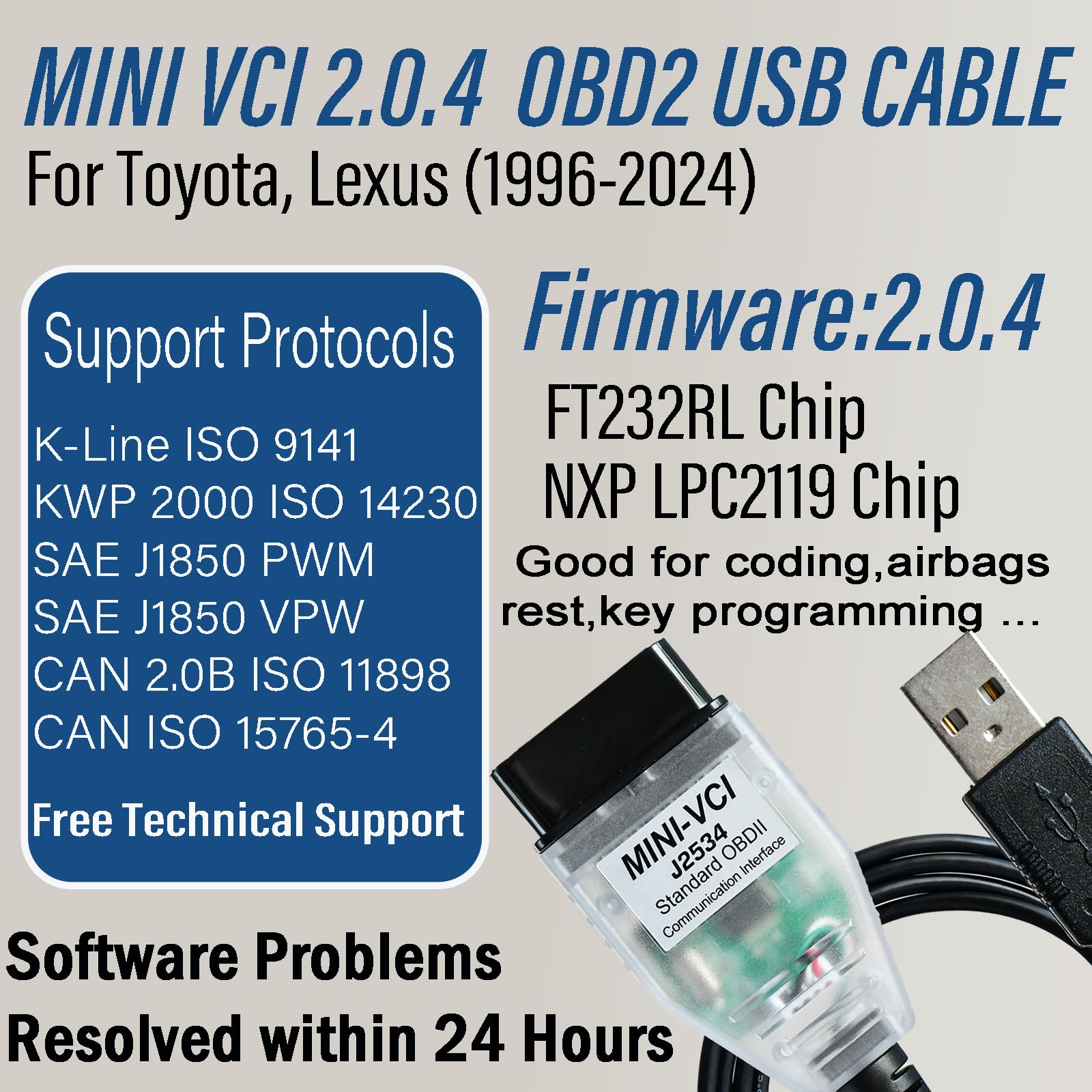 Mua Toyota Techstream Diagnostic Cable Mini VCI J2534 OBD Scanner V2.0. ...