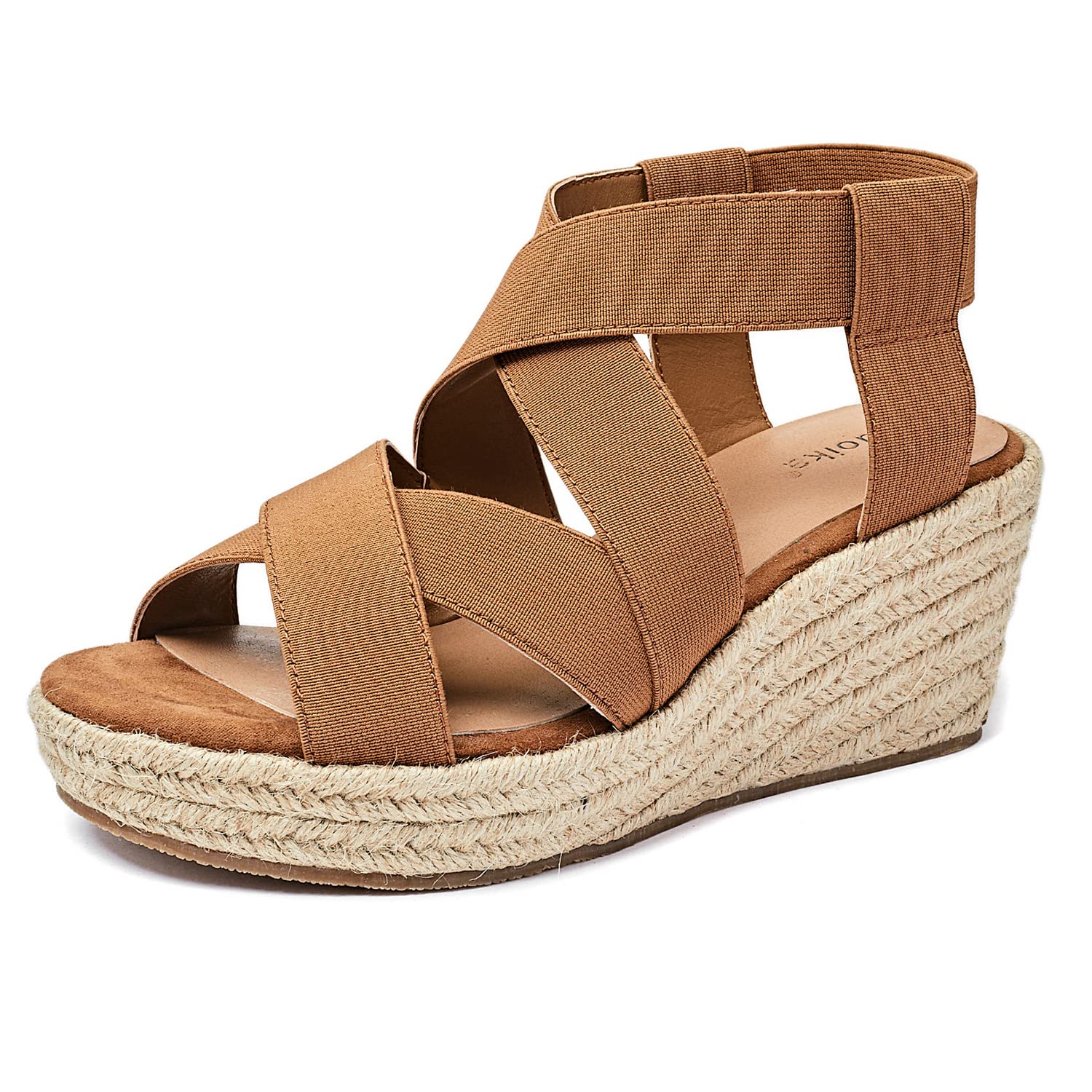 Luoika Women's Wide Width Wedge Sandals, Ankle Strap Flat Low Wedge ...