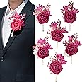 Amazon.com: BENCENTRE Hot Pink Boutonniere for Men,Prom boutonnieres ...