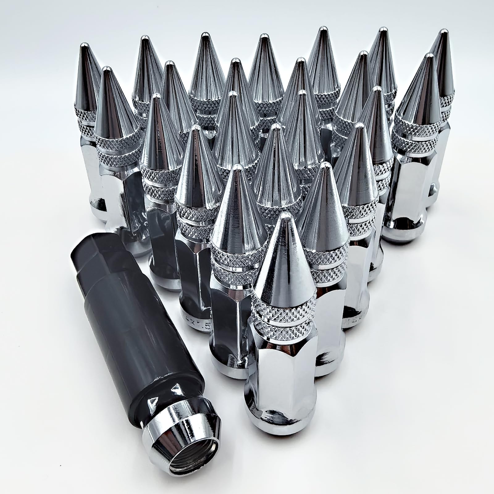 NETFLBT M14x1.5 Spike Lug Nuts, 24pcs 14mmx1.5 Tall Wheel Lug Nuts with 1 Socket Compatible with ...