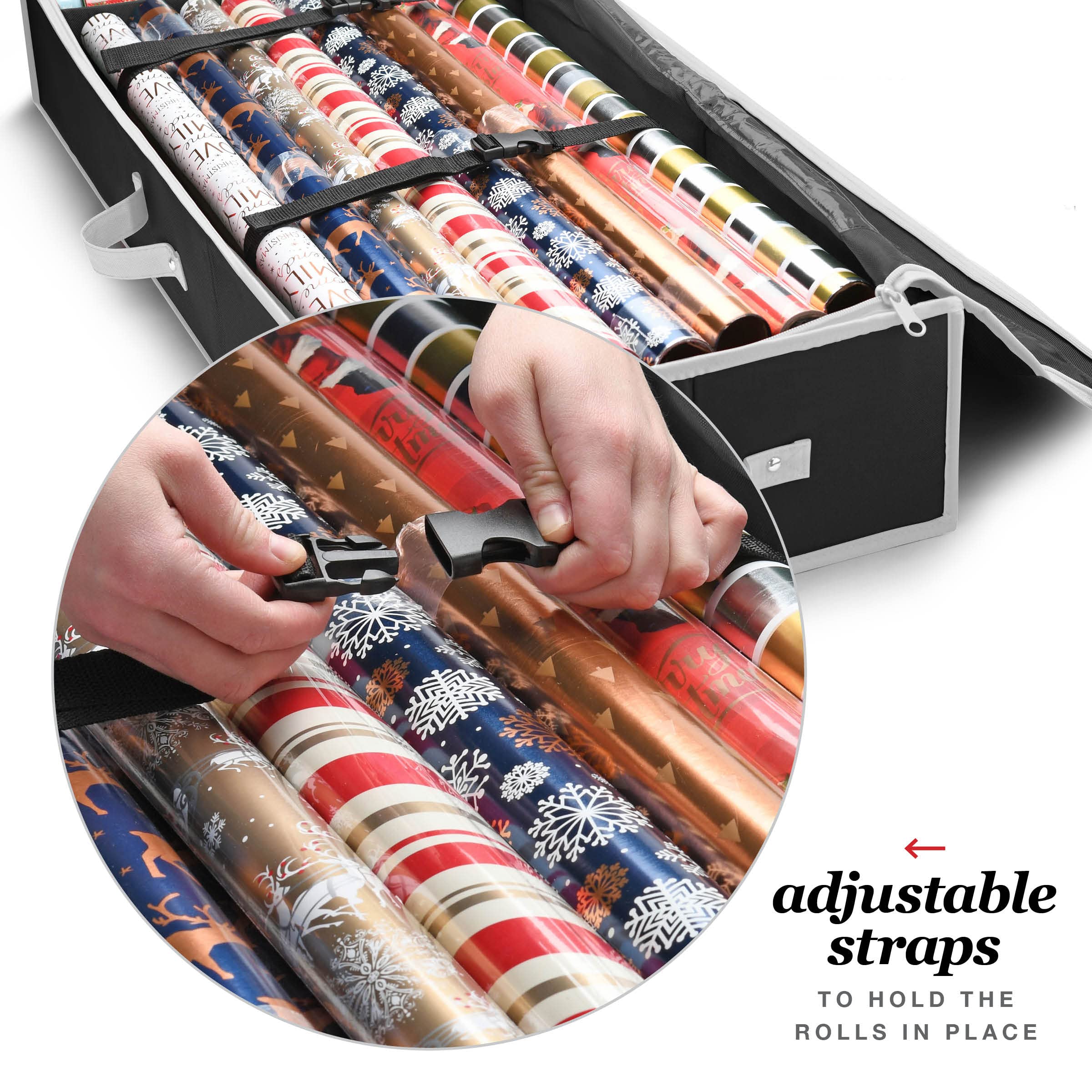 HOMIOR Wrapping Paper Organizer Storage For Christmas Gifts Wrapping ...