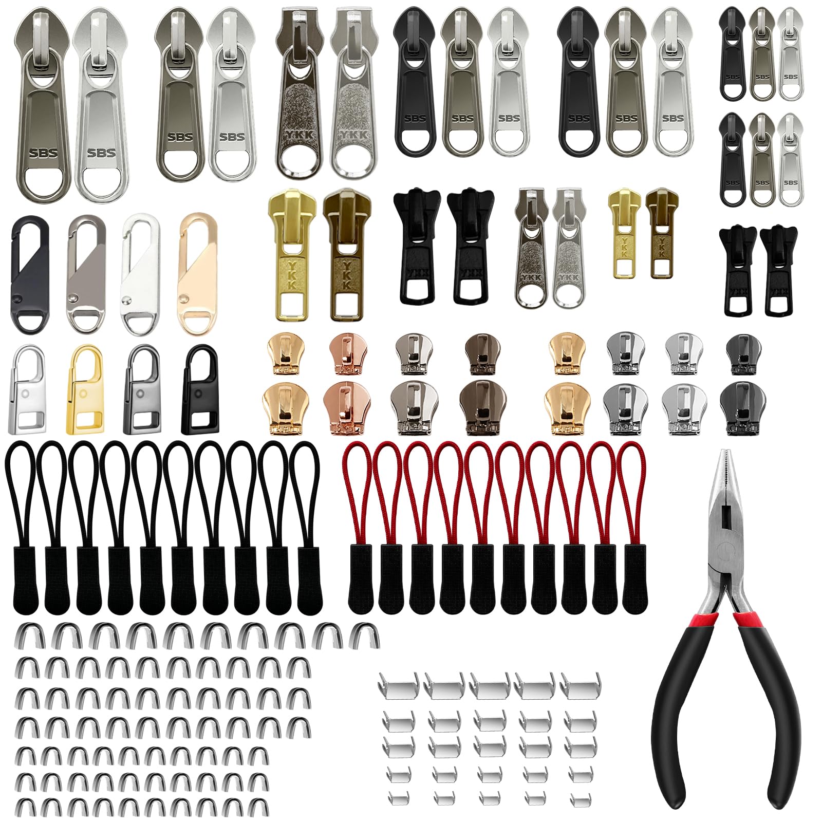 VICHERIA Zipper Repair Kit (200 Pcs), Quality Replacement Zipper Pull ...