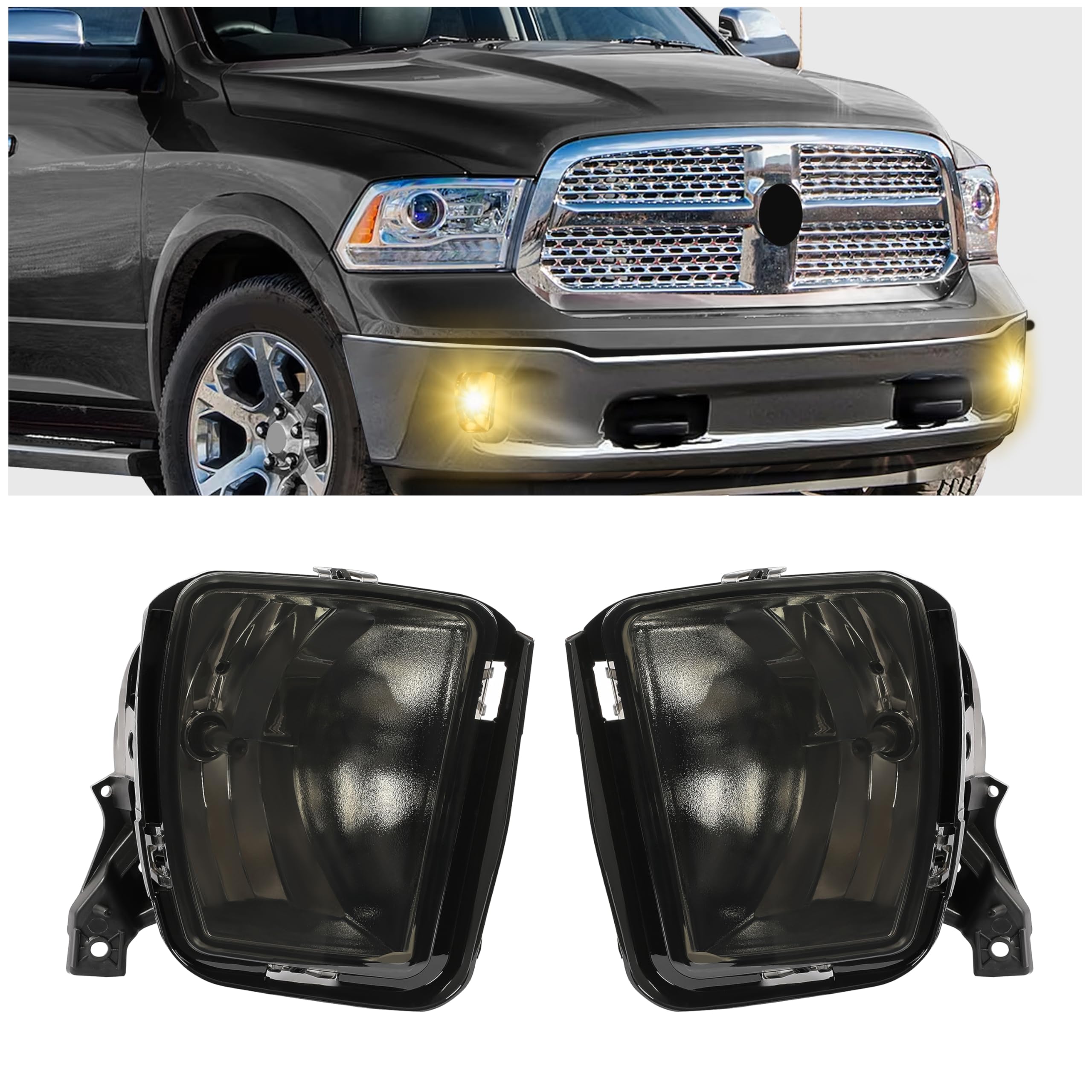 HECASA 2Pcs Fog Lights Compatible with 2013-2018 Ram 1500 2019-2022 Ram ...