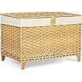 Amazon.com: Honjourai Wicker Storage Basket with Lid,Rattan Shelf ...