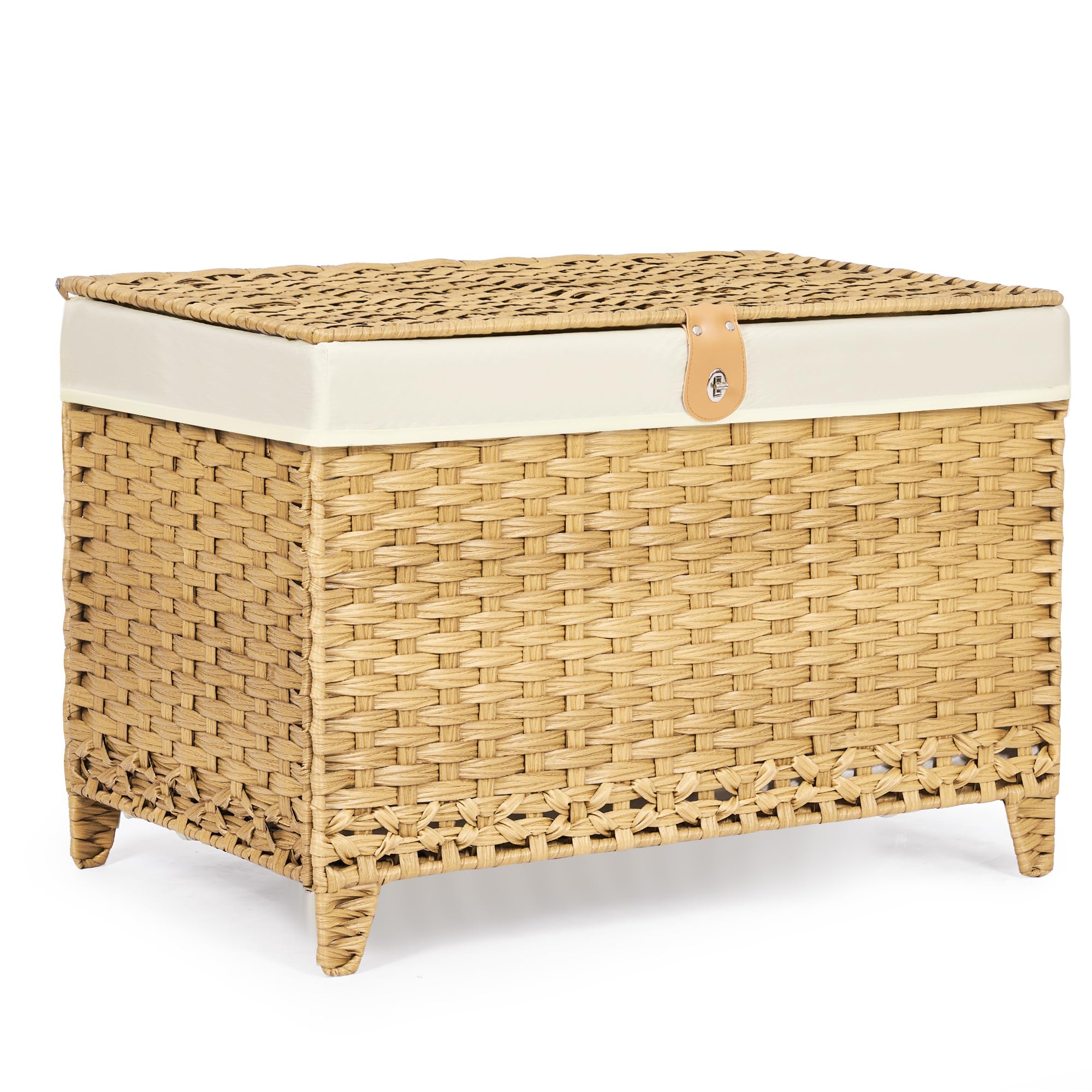Honjourai Wicker Storage Basket with Lid,Rattan Shelf Basket with ...