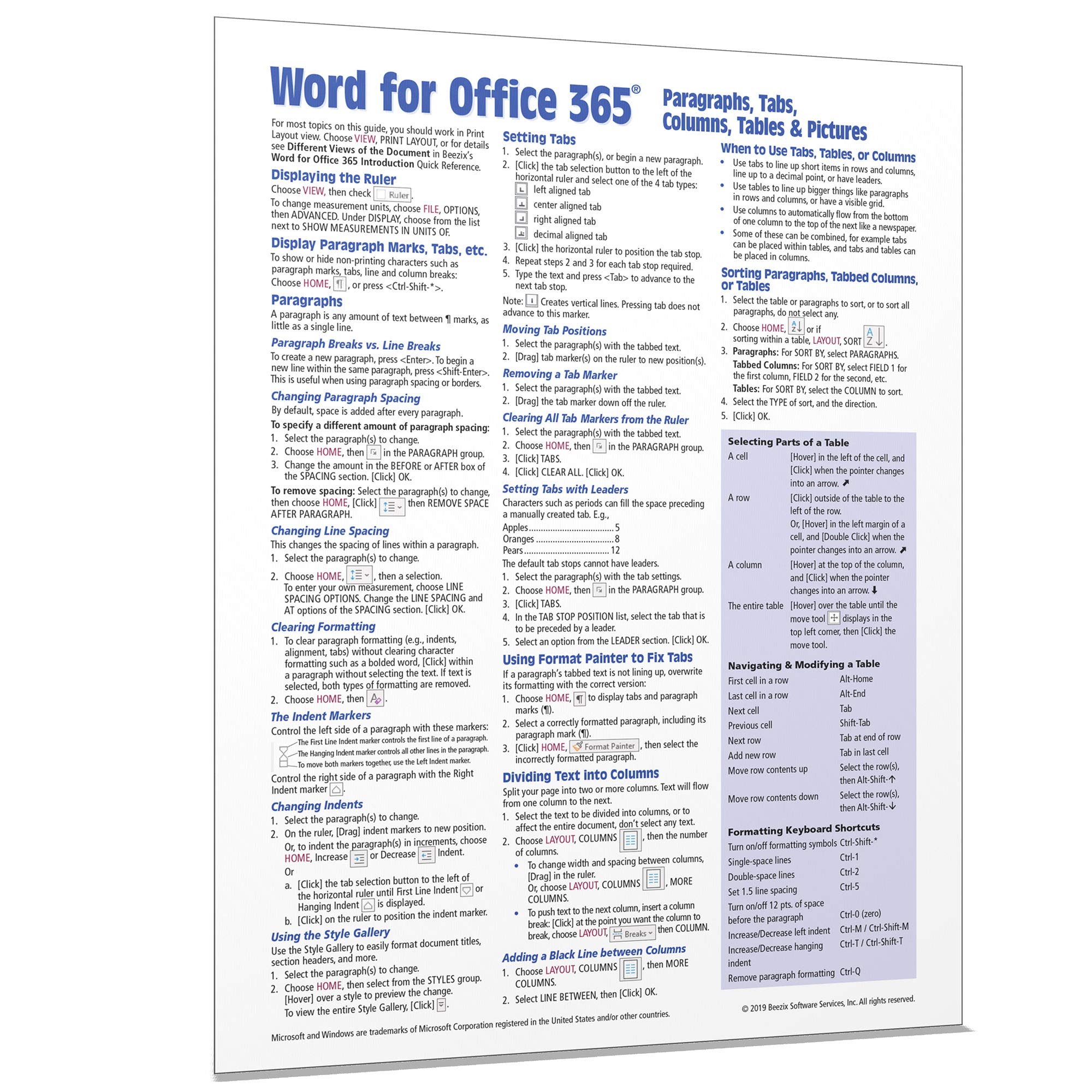 Mua Word for Microsoft 365 (Office 365) Intermediate Quick Reference Guide - Paragraphs, Tabs ...