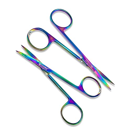Cynamed Set of 2 Iris Micro Dissecting Scissors with Multicolor/Rainbow ...