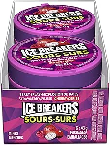 ICE BREAKERS Sours Mints, Strawberry, Berry Splash, Cherry, 6 Count ...