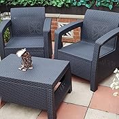 Keter Corfu Outdoor 4 Seater Rattan Sofa Furniture Set with Accent ...