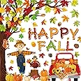Amazon.com: 89Pcs Happy Fall Bulletin Board Decorations Set Fall Tree ...
