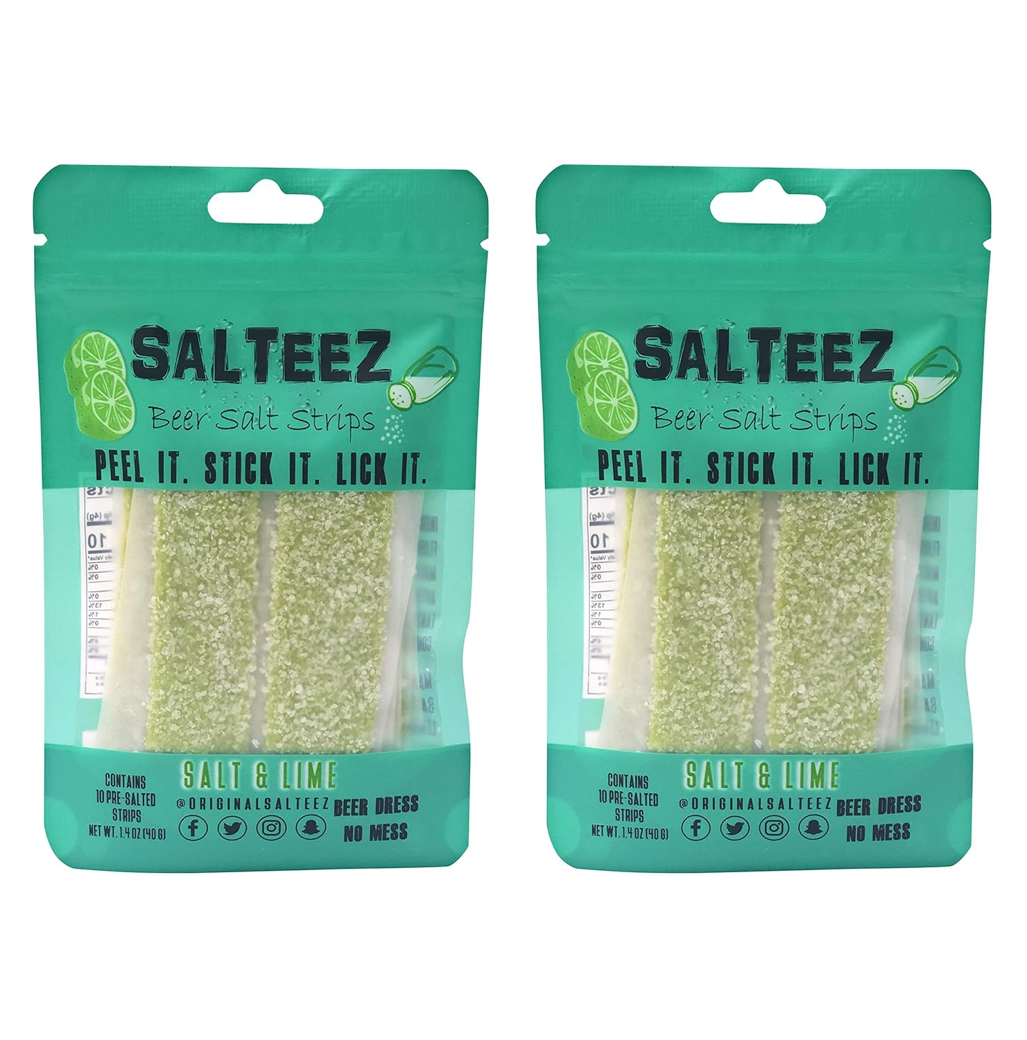 Salteez Beer Salt Strips: Real Salt & Lime Flavor Strips That Stick to ...