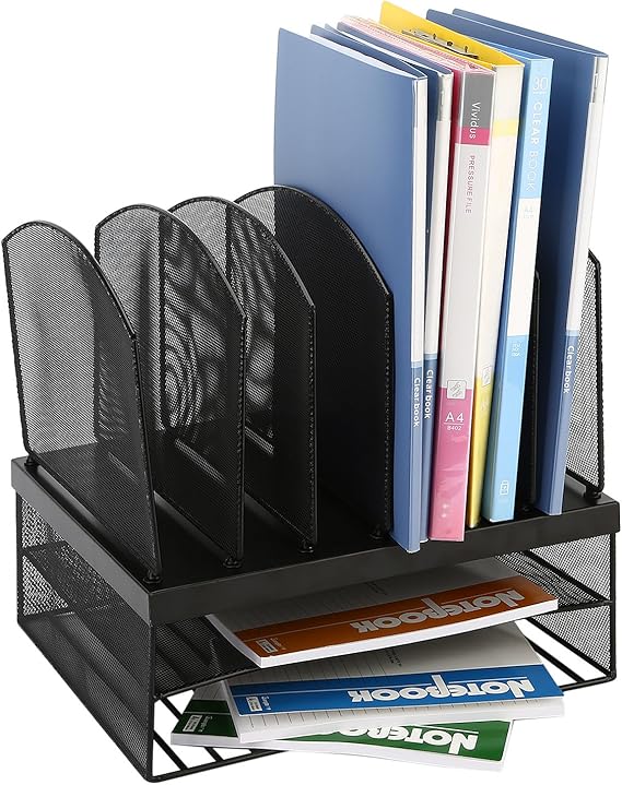 DRROT Metal Mesh Desktop File Organizer File Sorter, 6 Vertical ...