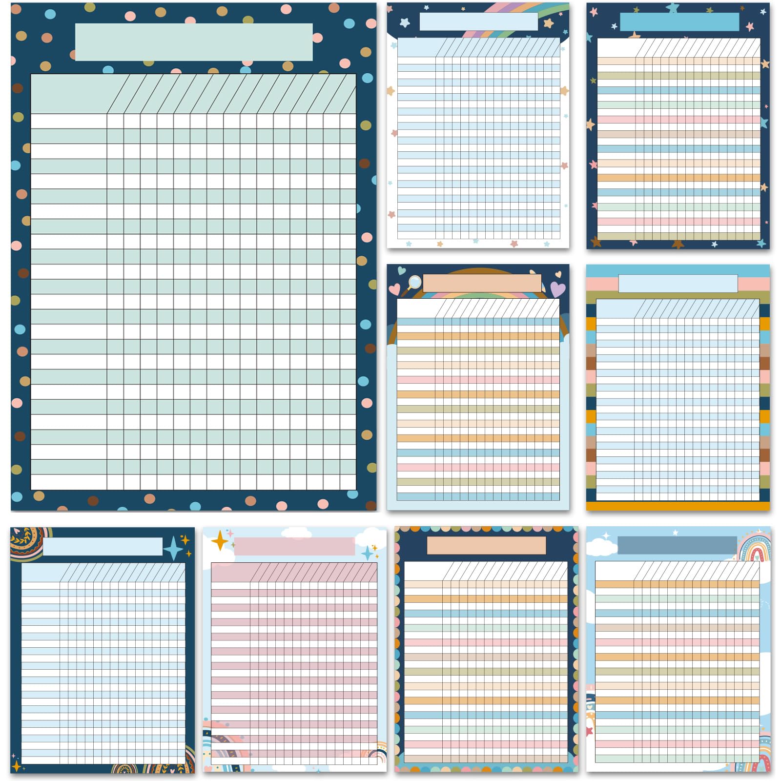 Mua 9 PCS Boho Classroom Charts Rainbow Classroom Incentive Chart ...