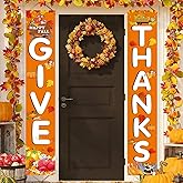 Amazon.com: GIVE THANKS Hanging Banner Porch Sign Autumn Pumpkin Maple ...