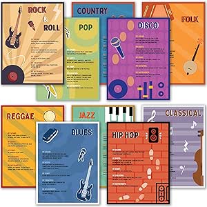 Amazon.com: Music Genre Posters for Classroom - Music Classroom ...