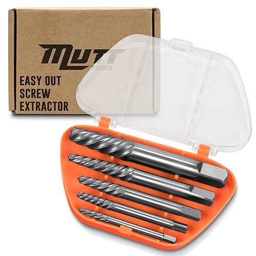 Mutt Tools 5pc Easy Out Screw Extractor Set – Cr-Mo Easy Out Bolt ...