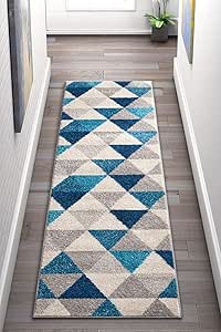 Amazon.com: Well Woven Isometry Blue & Grey Modern Geometric Triangle ...