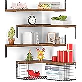 Amazon.com: Zincify 4+1 Floating Corner Shelves with Wire Storage ...