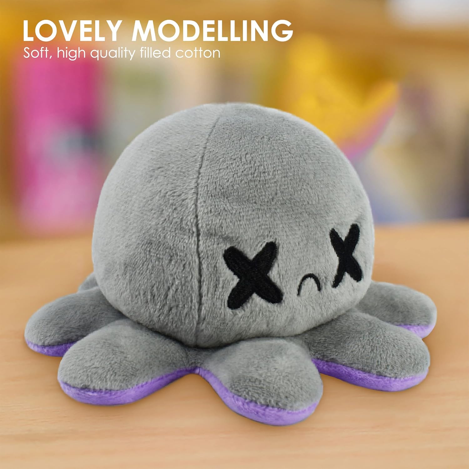 Octopus Reversible Plushie,Cute Double-Sided Flip Soft Reversible ...