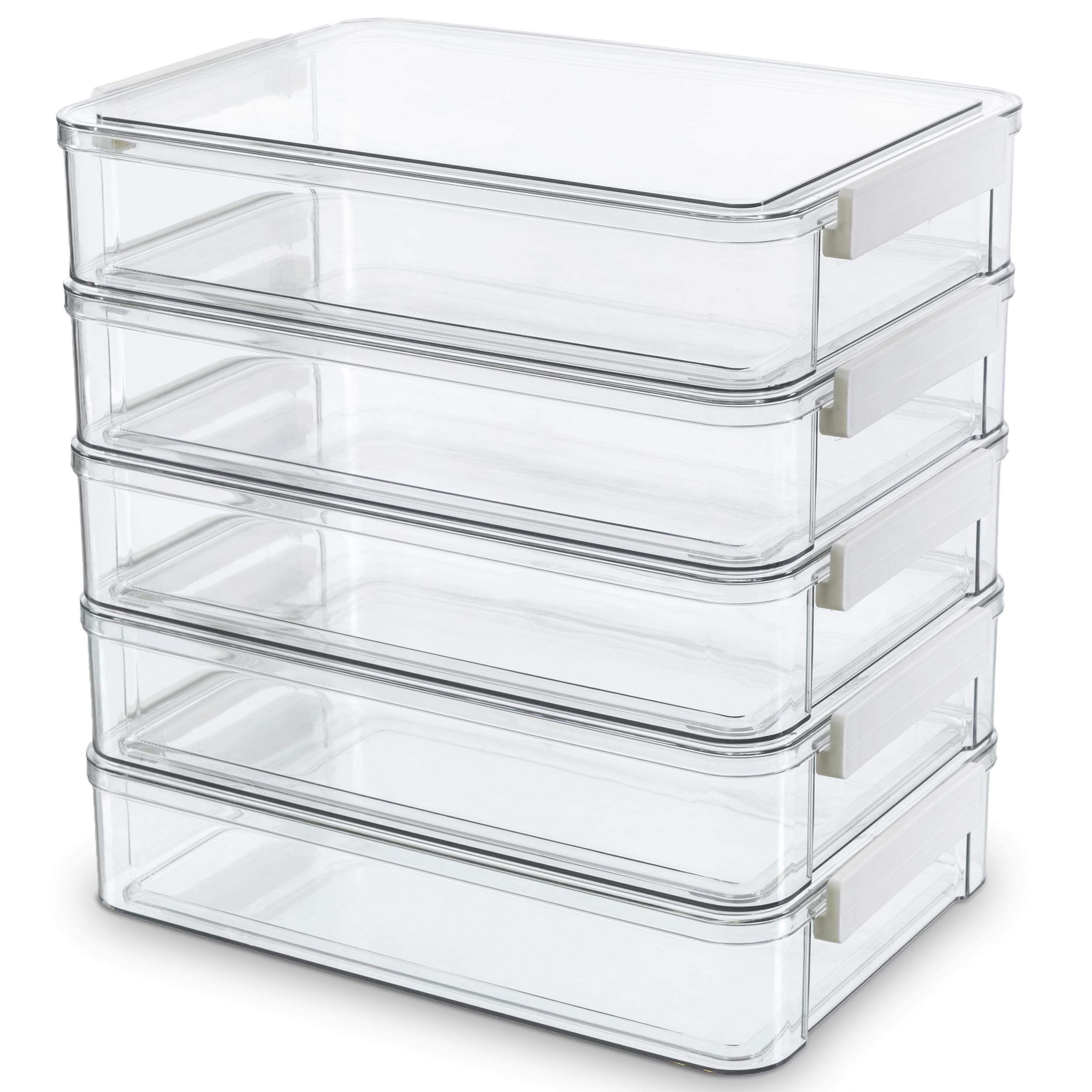 Citylife 5 PCS 6 Qt Plastic Storage Bins with Lids and Latches, Portable Project Case for ...