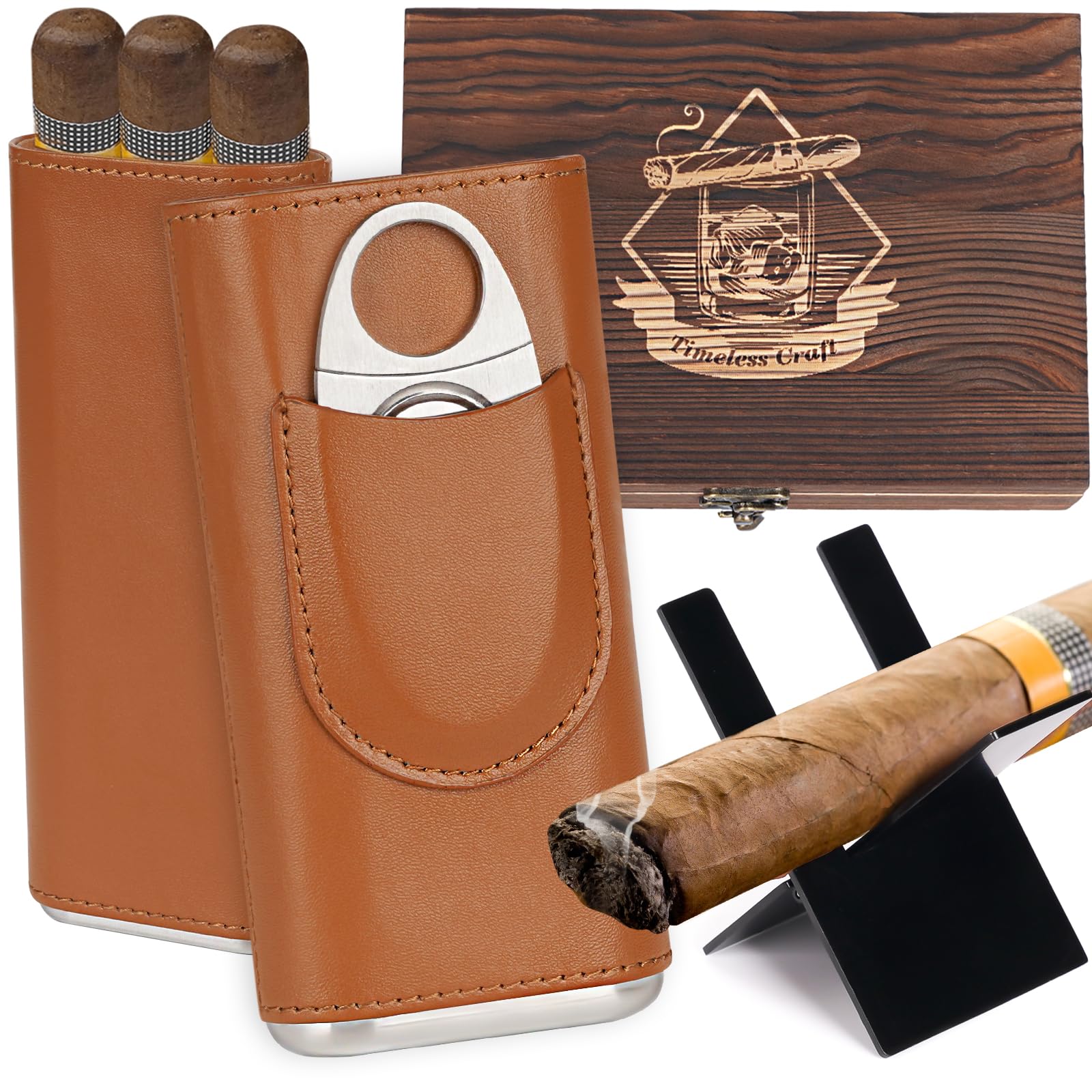 Oaksea Gifts for Men Dad Husband, Travel Leather Cigar Case with Cedar ...