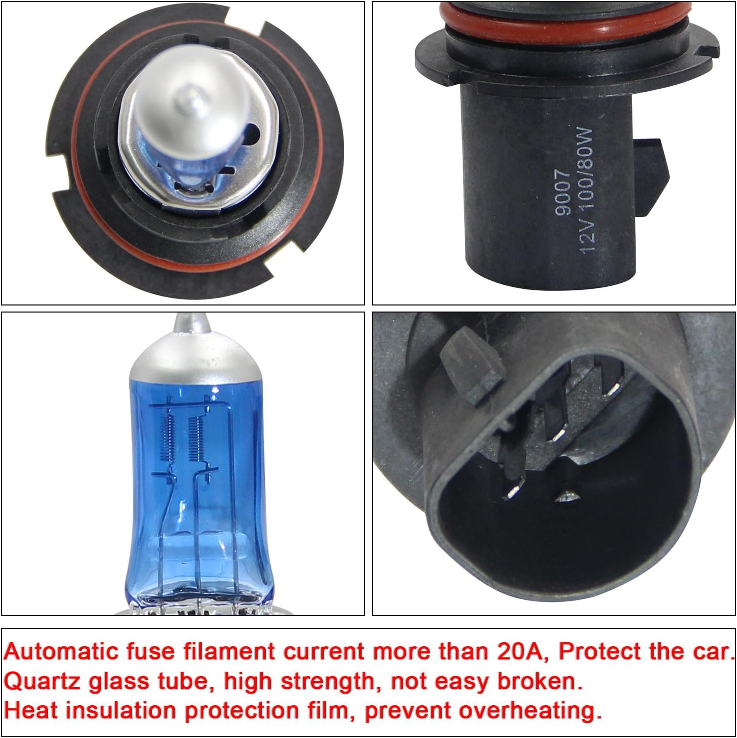 Winpower HB5/ 9007 Halogen Headlight Bulbs 100W/80W 5000K Warm White ...