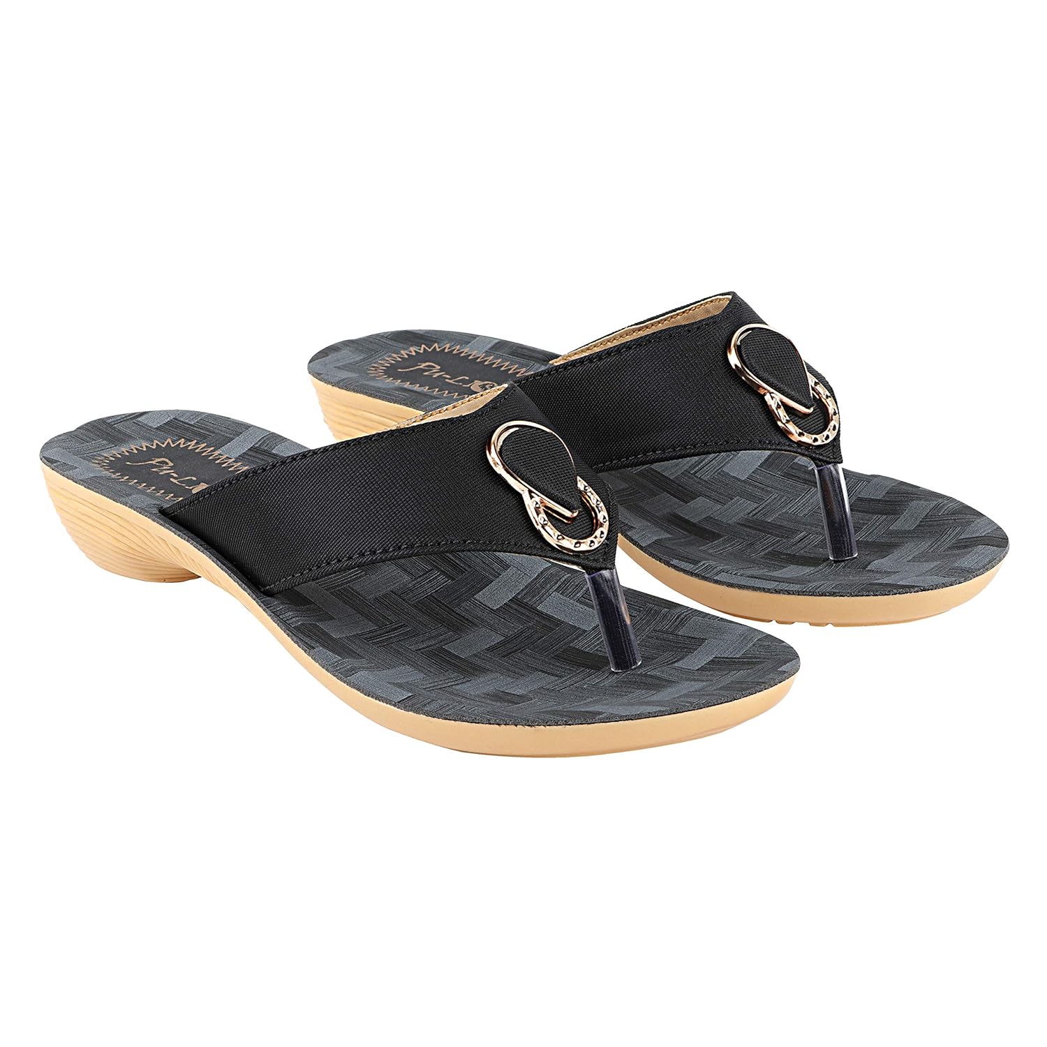 Buy PU-LION Women Black Fancy chappal (8, numeric_8) at Amazon.in