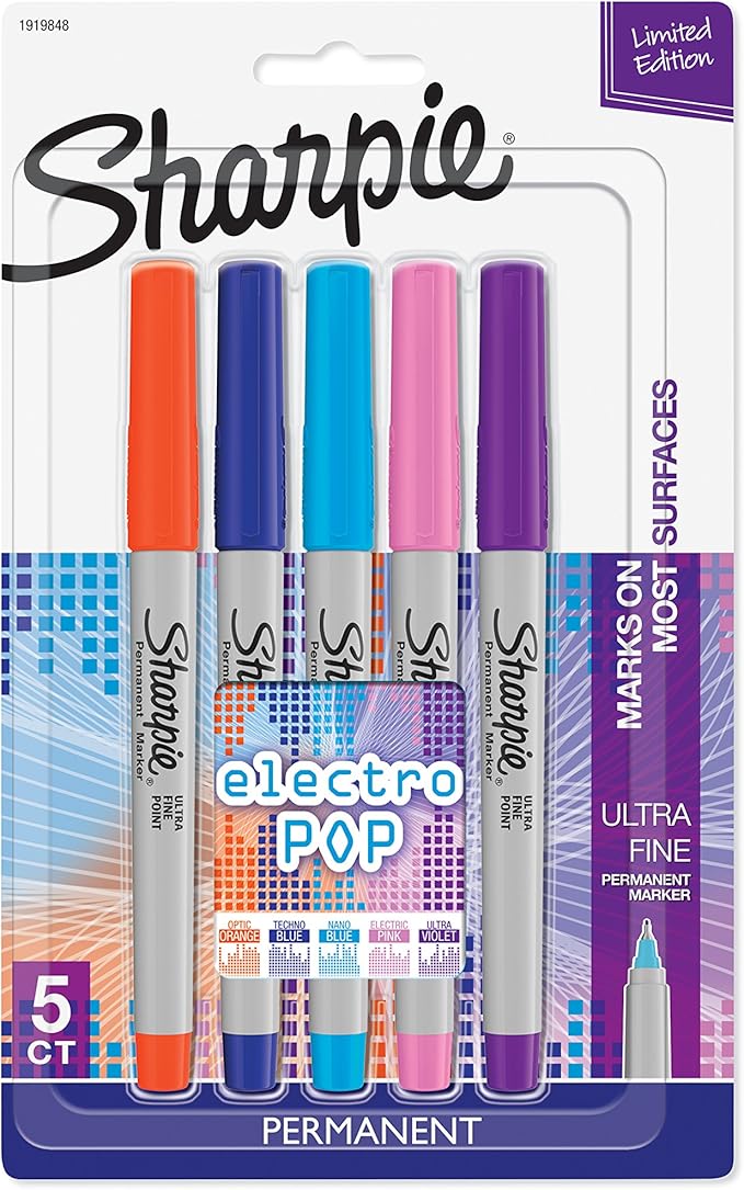 Sharpie Electro Pop Permanent Markers, Ultra Fine Point, Assorted ...