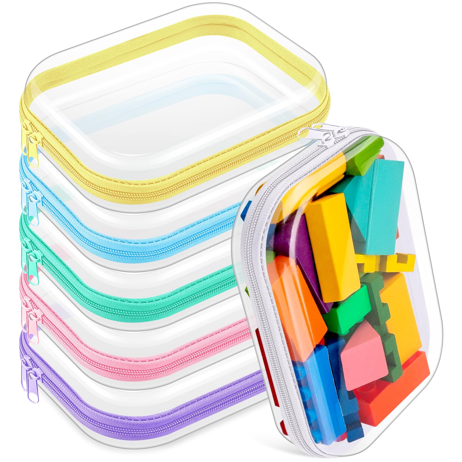 Sanwuta 6 Pcs Clear Hard Zipper Case Hard Plastic Zipper Pouches Makeup ...