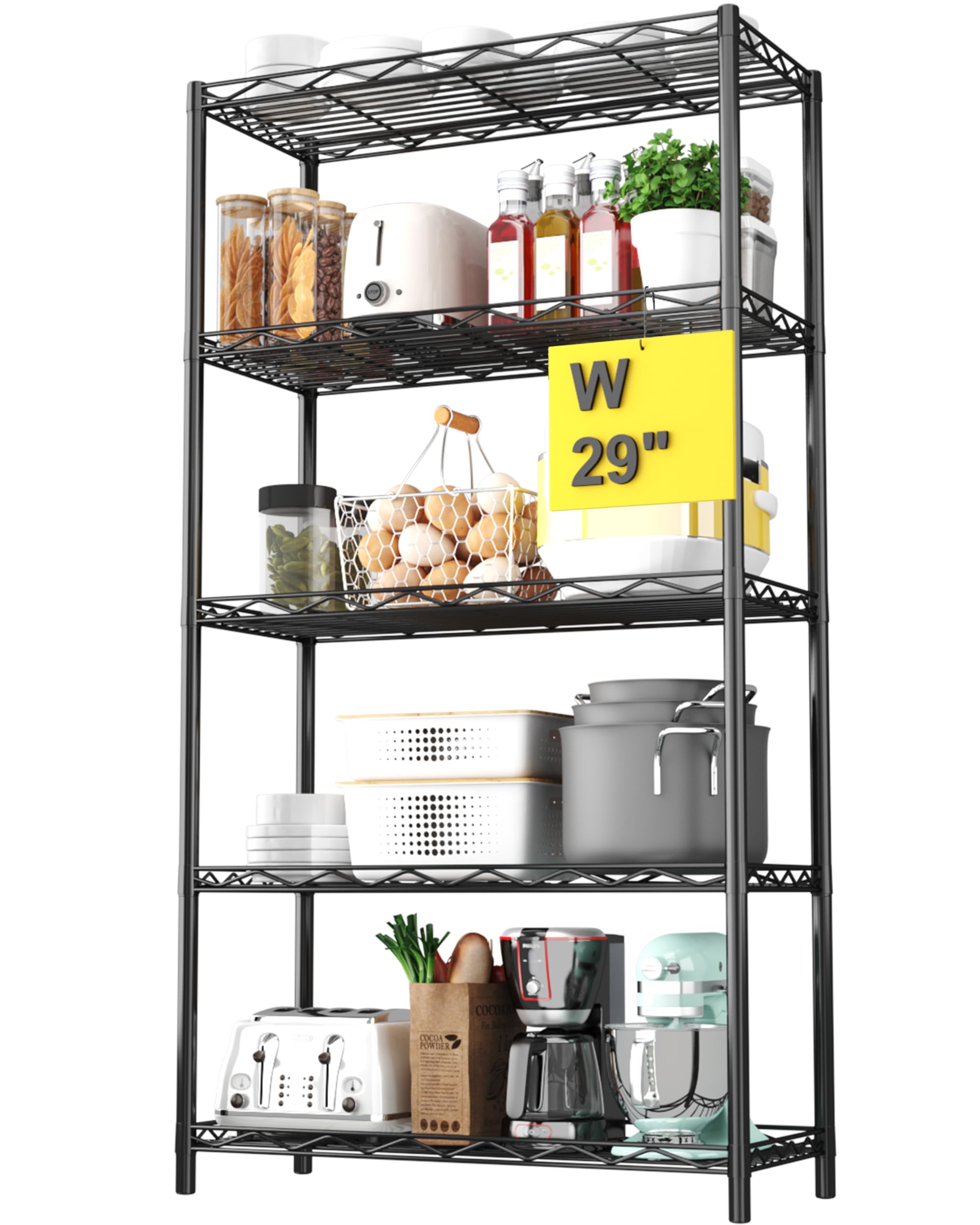 HOMEFORT 5-Tier Wire Shelving Unit, Extra Wide Metal Storage Rack, Free ...