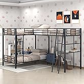 Amazon.com: BOVZA Metal Triple Bunk Bed, L Shaped Twin Over Twin Bunk Bed and Twin Size Loft Bed ...