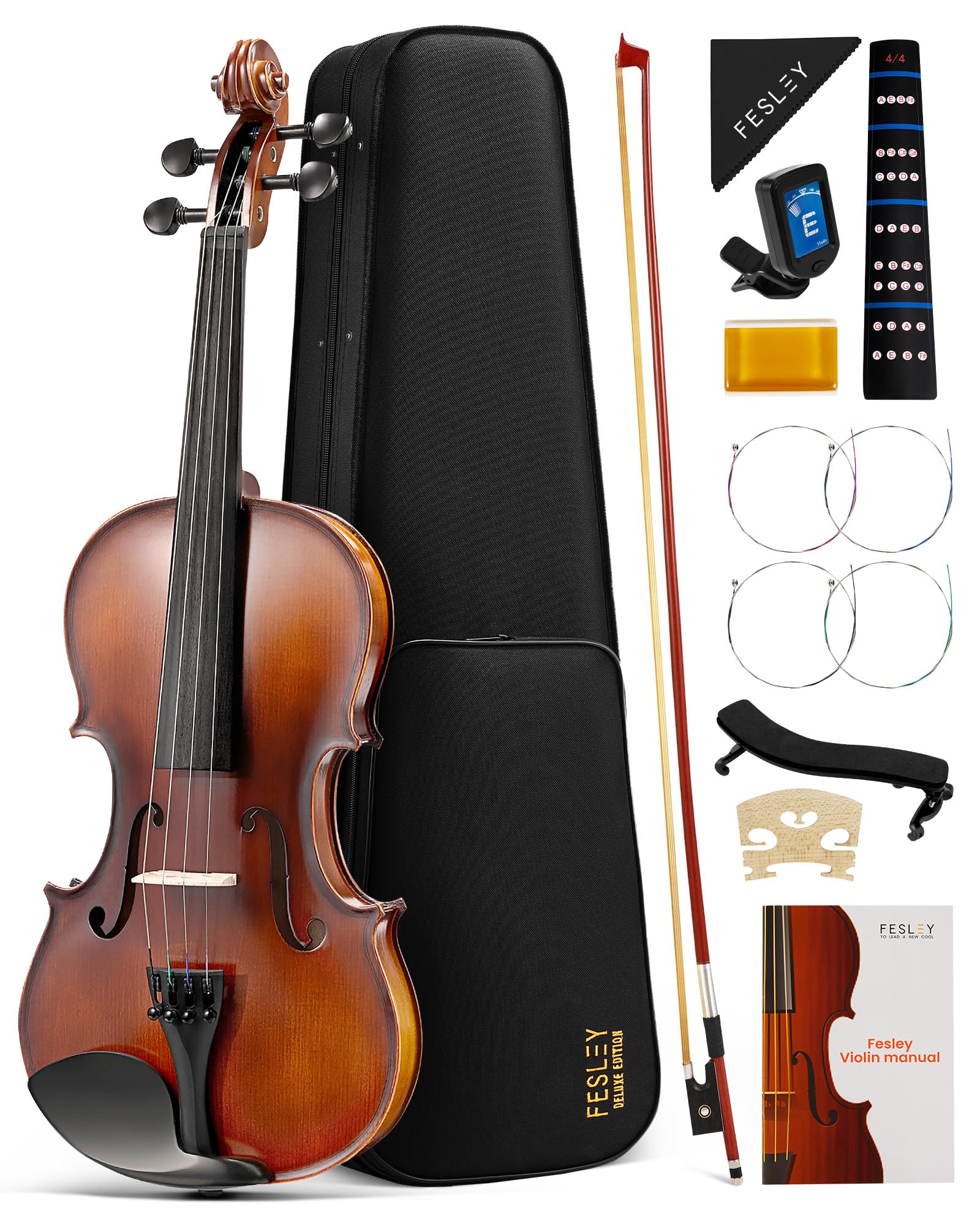 Mua Fesley Violin 4/4 Full Set, Matt Fiddle Violins for Beginners with ...