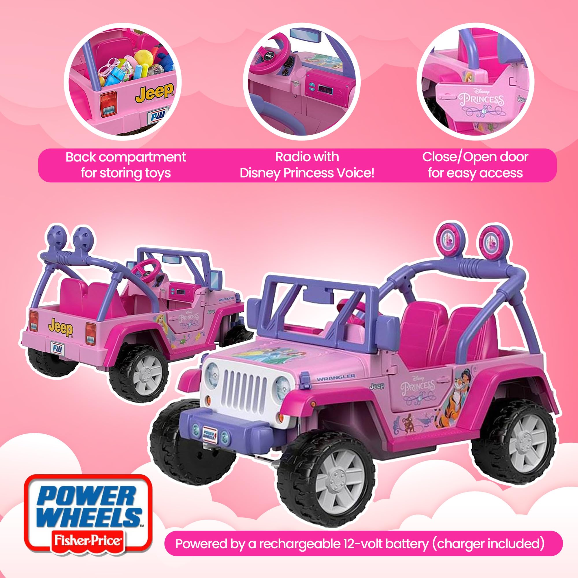 Mua Disney Princess Jeep Wrangler Ride-On Battery Powered Vehicle with ...