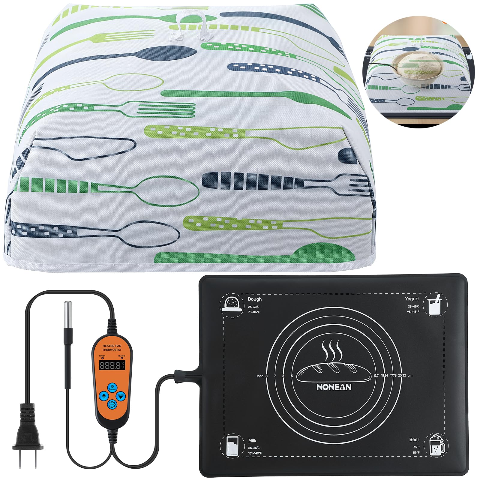 Hohean Sourdough Starter Warmer with Heat Shield, Dough Proofer Warming ...