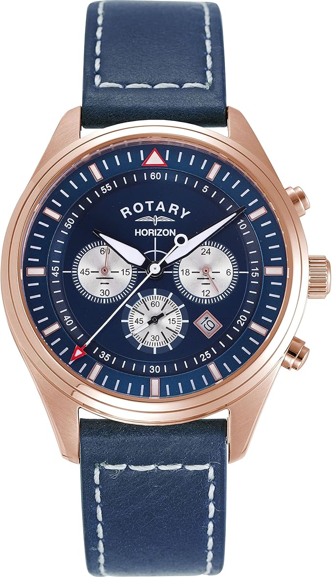 Rotary Mens 42mm Horizon Chronograph Watch in Blue with Analogue Date ...
