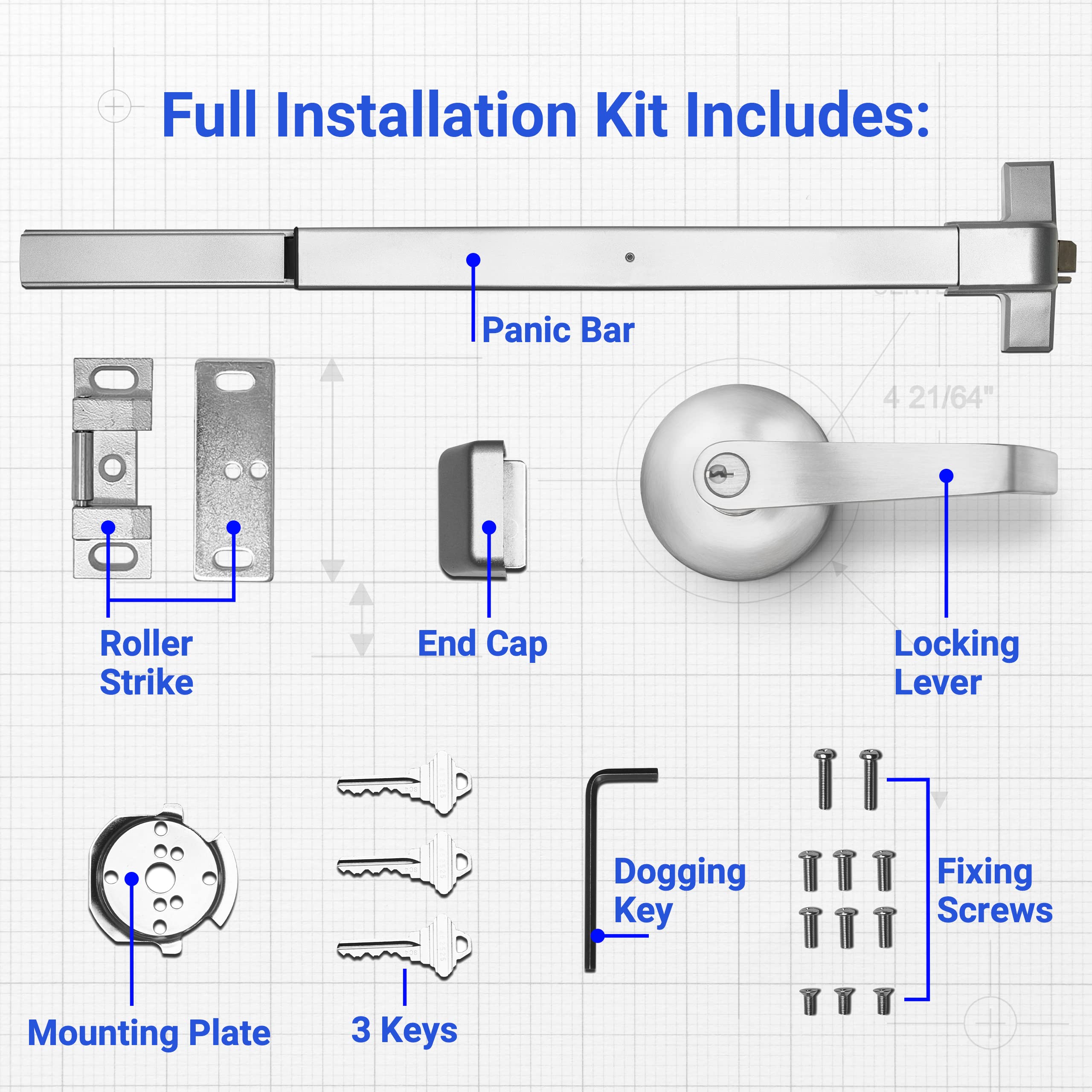 Mua Commercial Push Bar Panic Exit Device (Silver) - Panic Bars for ...
