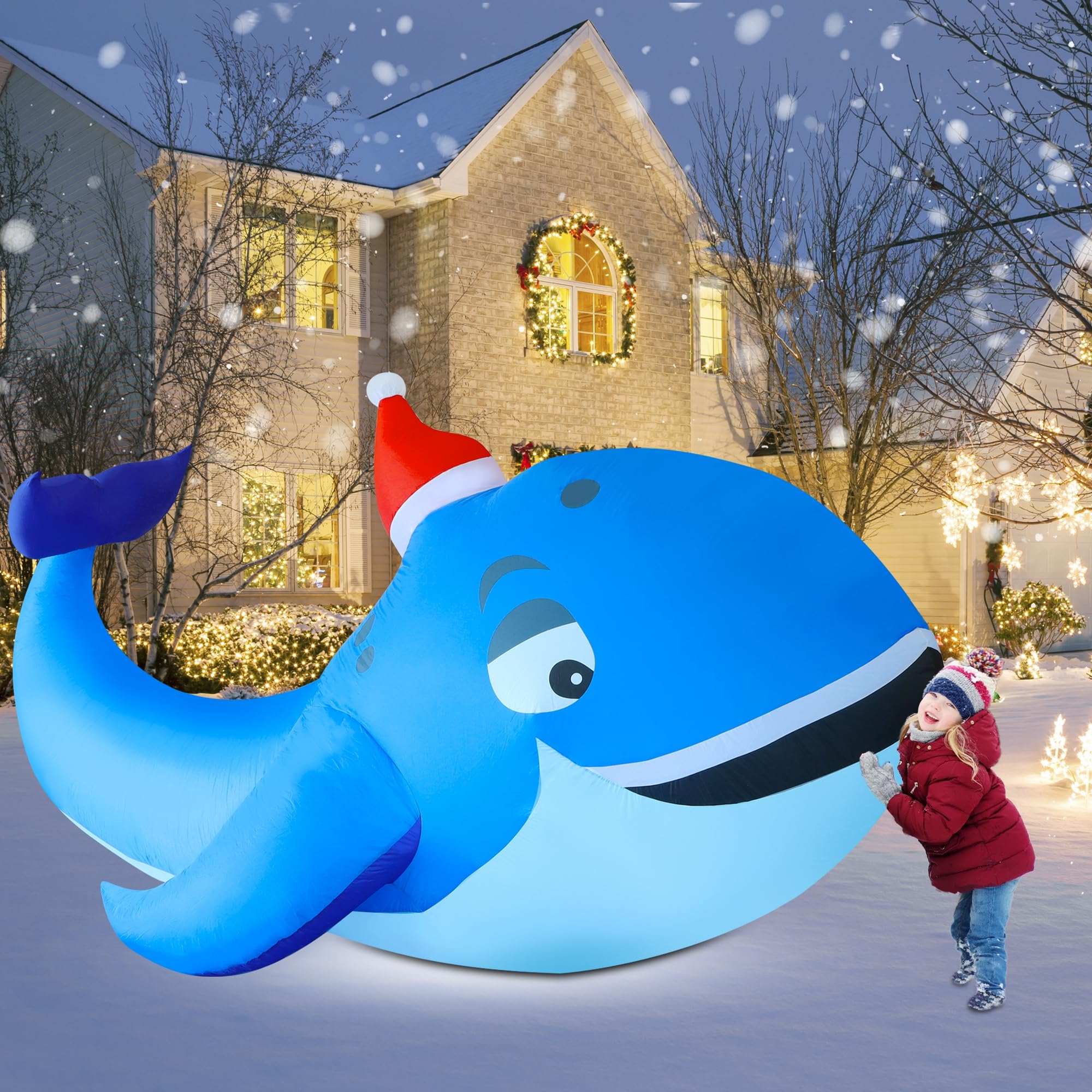 DR.DUDU 10 FT Christmas Inflatable Outdoor Decorations, Blow Up Whale ...