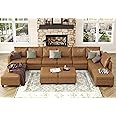 Amazon.com: EASE MOOSE Oversized Faux Leather Modular Sofa with Reversible Chaises, Faux Leather ...