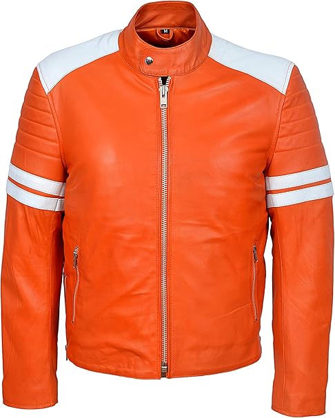 New Motorbike Racer Men's Mayhem Orange with White Stripe Biker ...