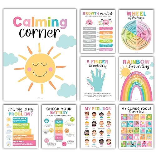 Calming Corner 9 Posters, Feelings Chart For Kids, Calm Down Corner ...