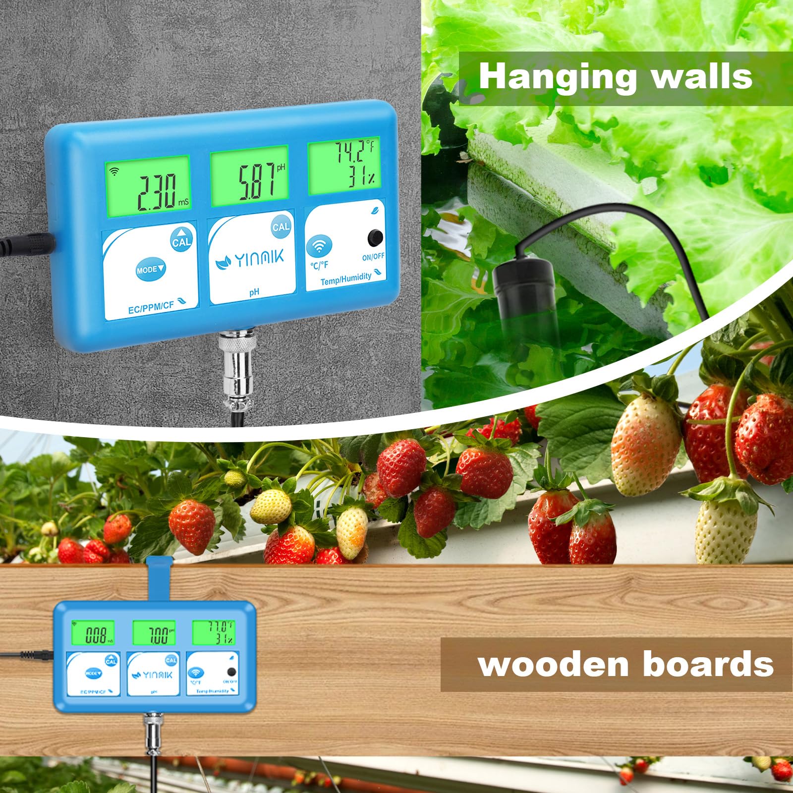Mua YINMIK EC PPM pH Monitor for Hydroponics Nutrients, WiFi pH PPM ...