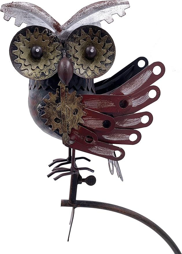 Amazon.com : Esschert Design Steampunk Owl Rocker in Flight Metal ...