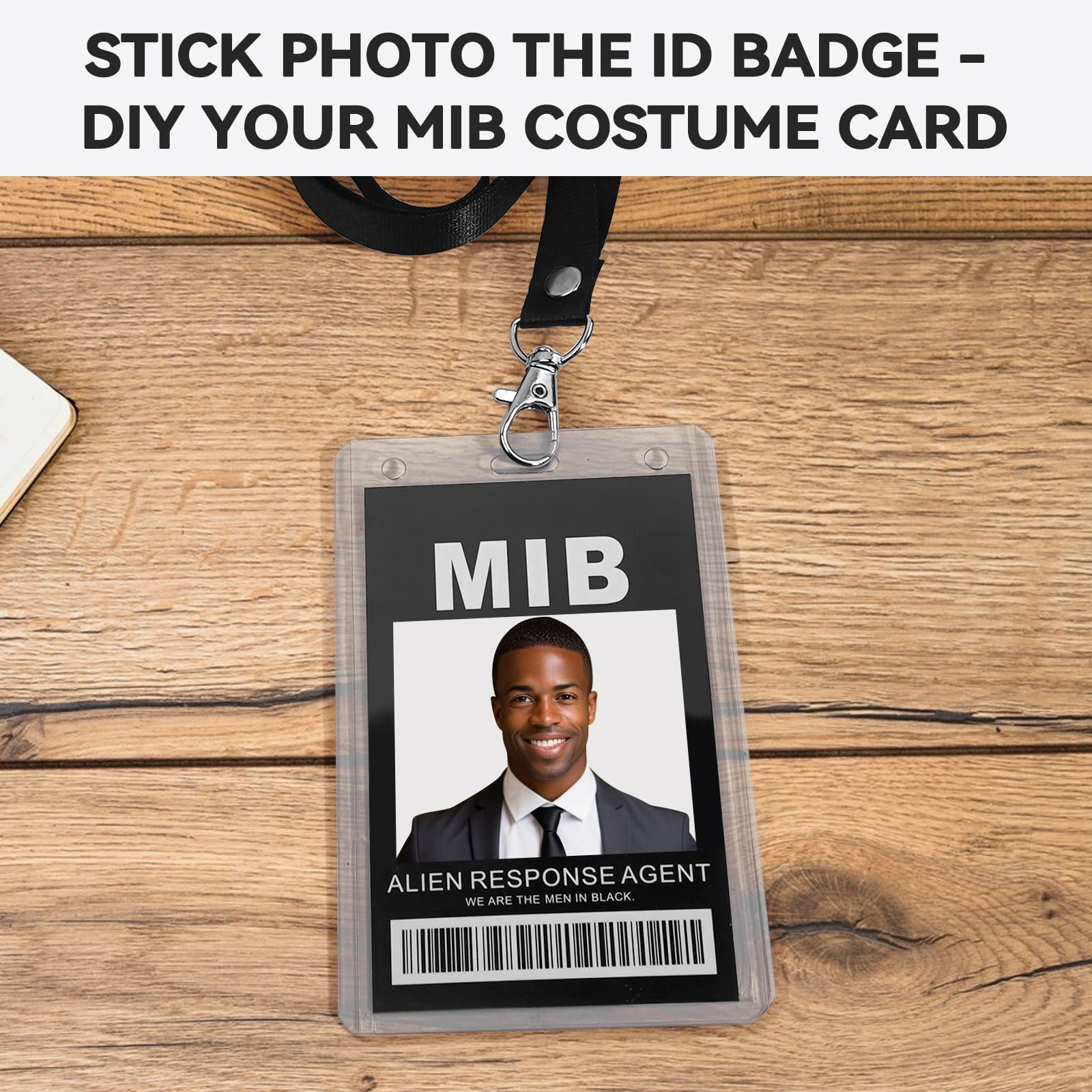 Mua Man in Black ID Badge Prop Costume, MIB Cosplay Name Tag with ...