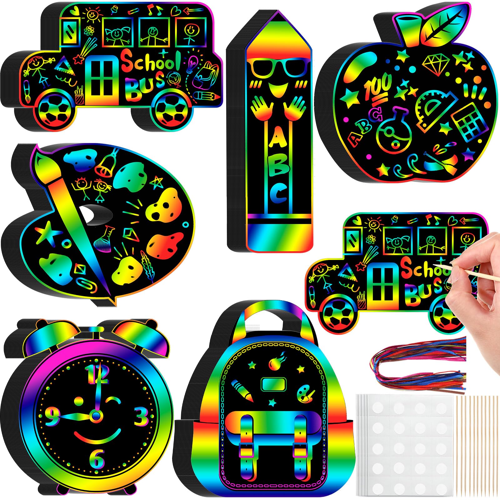 JellyArch 96 Pieces Welcome Back to School Scratch Cards for Kid Pencil ...